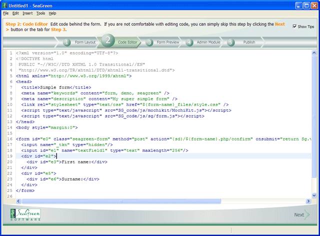 SeaGreen HTML Form Designer | Enterra