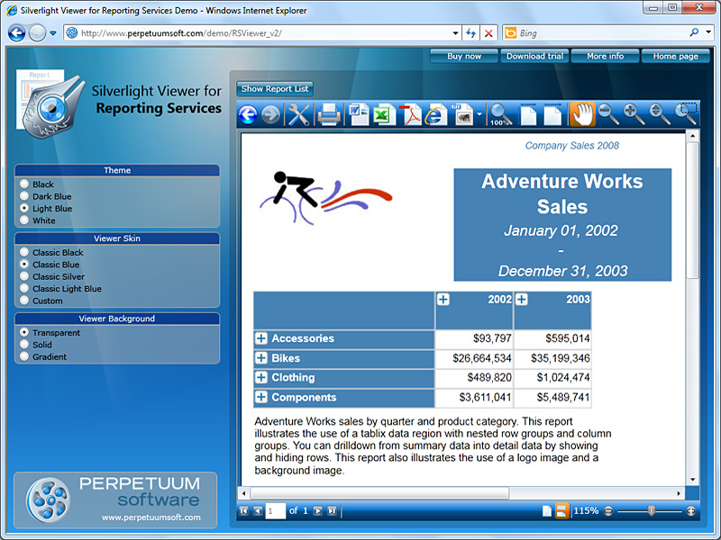 Silverlight Viewer for Reporting Services | Enterra